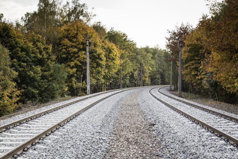 Double rail track stock image. Image of transportration - 130909555