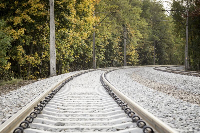 Double rail track stock photo. Image of line, autumn - 134820238