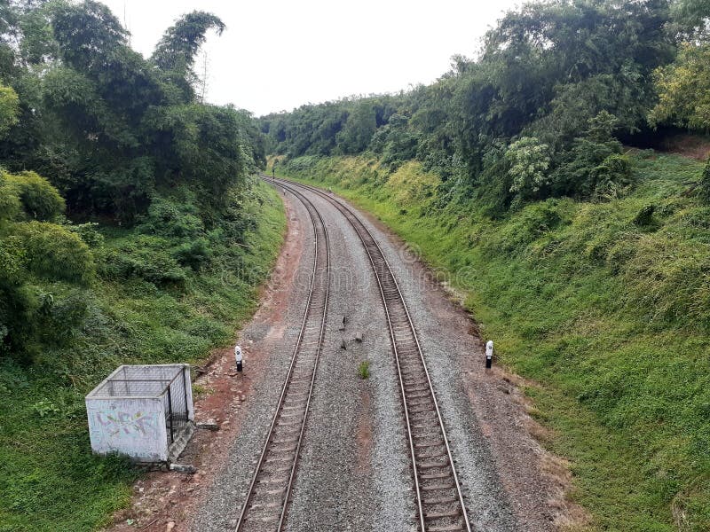 Double Rail Track in West Java Province of Indonesia. Stock Image ...