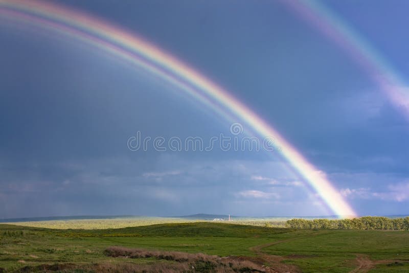 Rainbow panorama stock photo. Image of cloudy, meteorology - 44372632