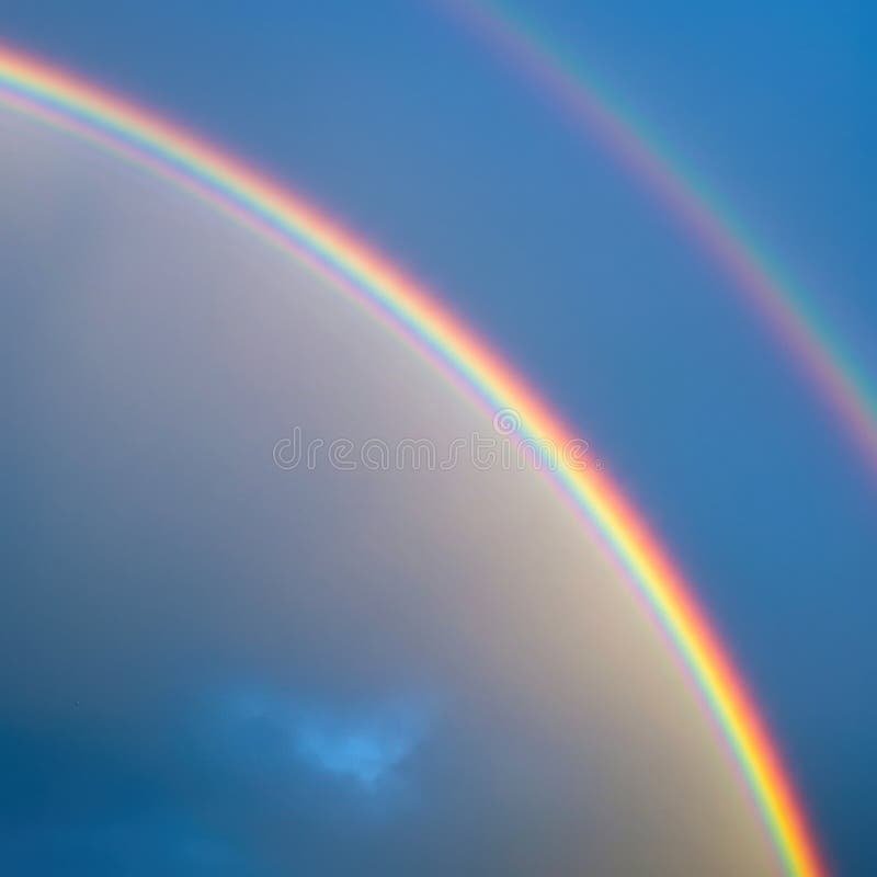 Double Rainbow Arcing Across a Blue Sky Stock Illustration ...