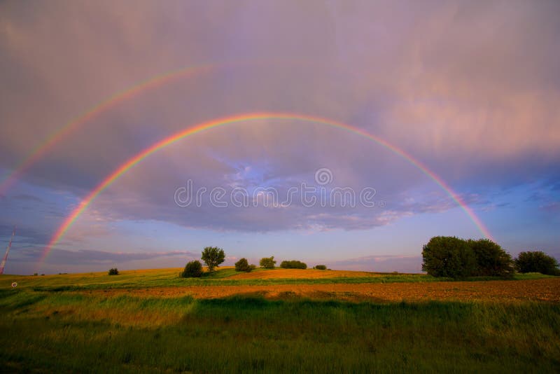 Double Rainbow At Waterfall Stock Photo - Image of landscape, amazing ...