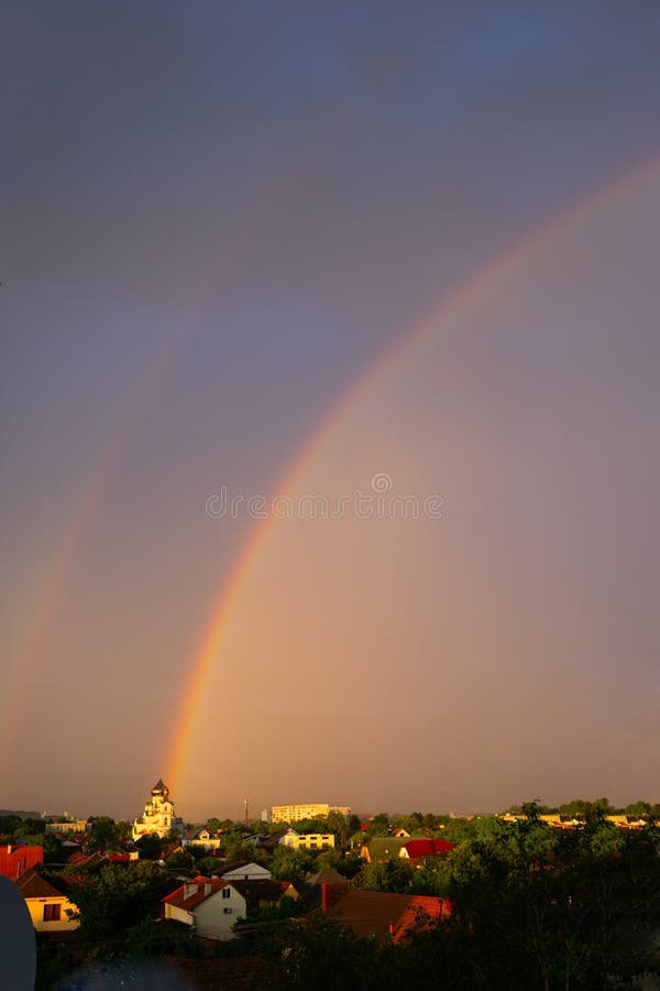 Double Rainbow in Dark Sky after Rain Stock Image - Image of shine ... Double Rainbow in Dark Sky after Rain Stock Image - Image of shine ...