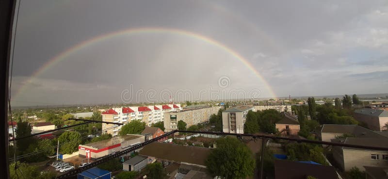 Double Rainbow Dull and it is Rainy Stock Photo - Image of rainbow ...