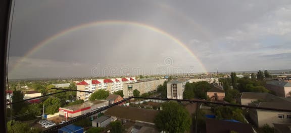 Double Rainbow Dull and it is Rainy Stock Photo - Image of rainbow ...