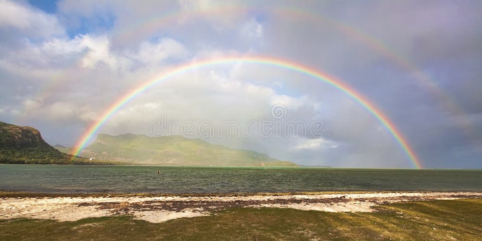 Double Rainbow in Mauritius Stock Image - Image of mauritius, blue ...