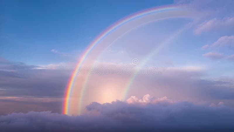 Double Rainbow Over Cloudscape: a Stunning Celestial Display Stock ...