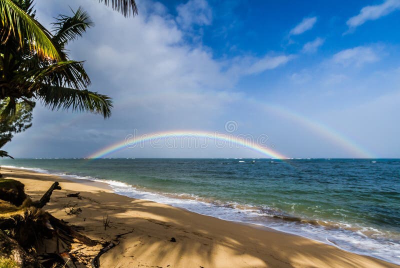 Honolulu Hawaii with a Bright Rainbow after a Rain Stom Seen Fro Stock ...