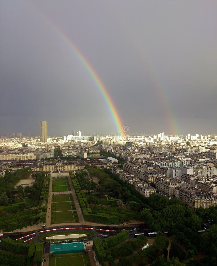 Double Rainbow Over Paris, Aerial View Stock Image - Image of weather ...
