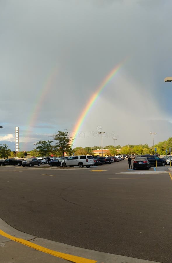 Double Rainbow in a Parking Lot Stock Image - Image of rainbow, double ...