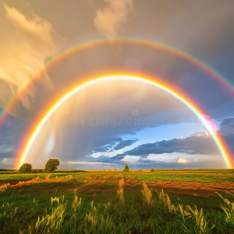 Double Rainbow a Rare Optical Phenomenon Where a Seco Stock Image ...