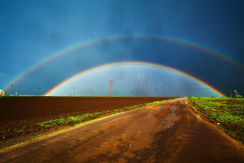 Rainbow panorama stock photo. Image of cloudy, meteorology - 44372632