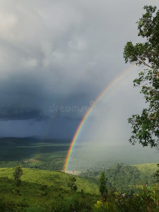 Double Rainbows after the Rain Stock Image - Image of wind, borneo ...