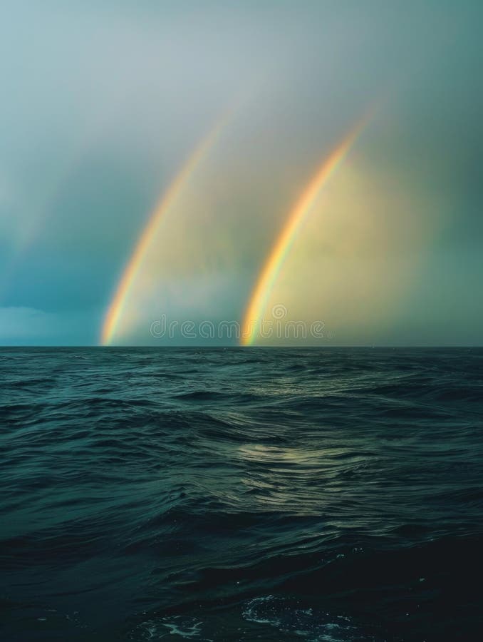 Double rainbows in the sky stock image. Image of bright - 382587171