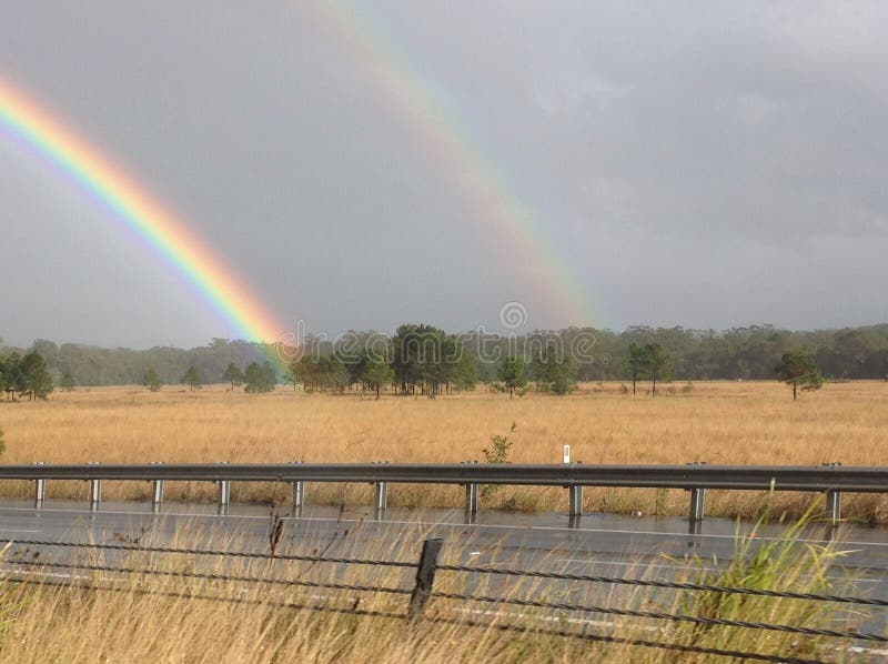 Double Real Rainbow Over Field Stock Image - Image of indigo, colourful ...