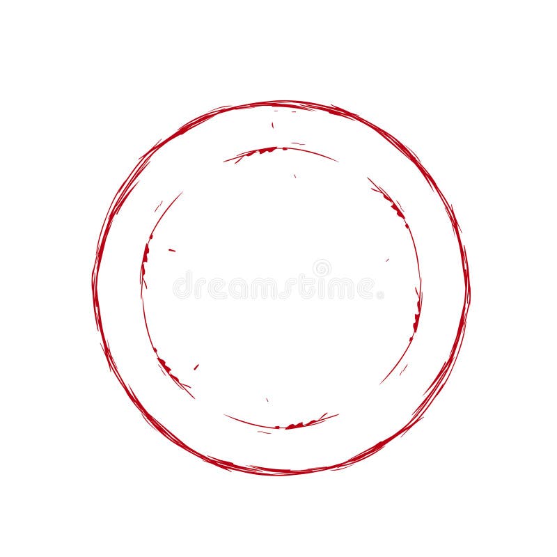 Double Red Circle Hand Drawn. Round Line Drawing Sketch Stock Vector ...