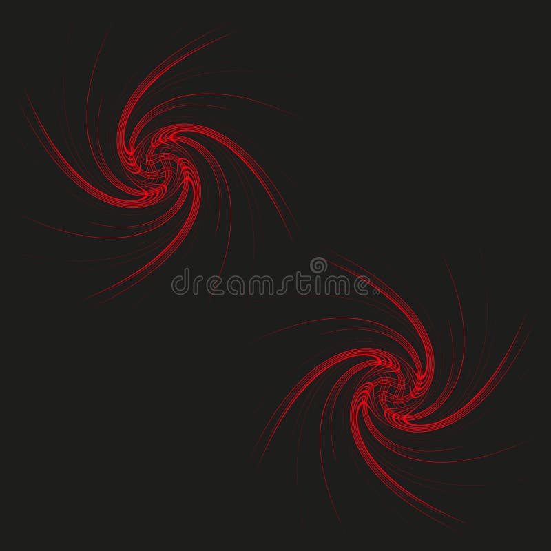 Double Red Swirls. Twisting Motion Pattern. Abstract Curved Energy ...