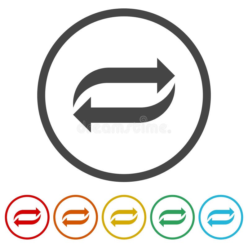 Double Reverse Arrow Icon. Set Icons in Color Circle Buttons Stock Vector - Illustration of ...