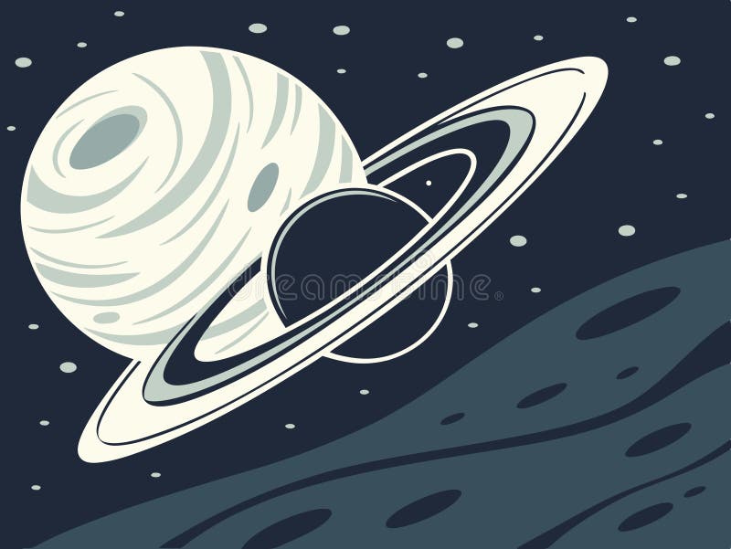 Double-Ringed Saturn with Abstract Celestial Background, Vector Design ...