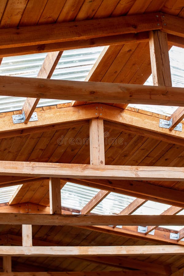 Double Roof Rafters. Construction of Second Floor Stock Photo - Image ...