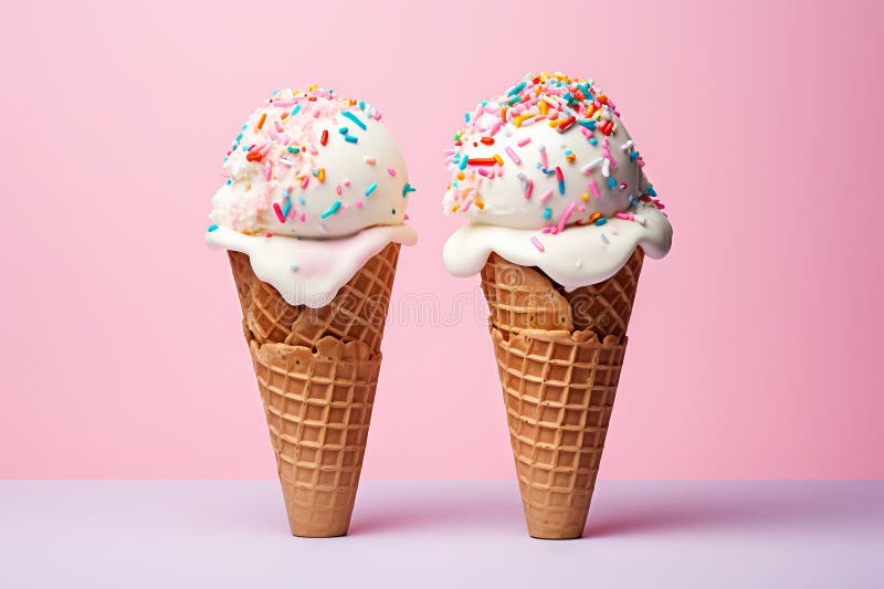 Double Scoop Ice Cream Cones with Sprinkles Stock Illustration ...