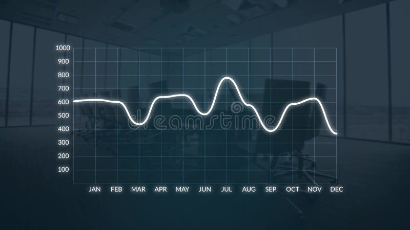 Double Screen Exposure, Statistical Chart Graph of Lines and Reflection ...
