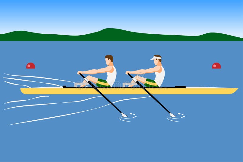 Girls Team in Rowing Boat Cartoon Vector Illustration. Rafting Sports ...