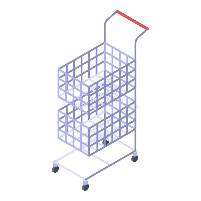 Double Shop Cart Icon, Isometric Style Stock Vector - Illustration of ...