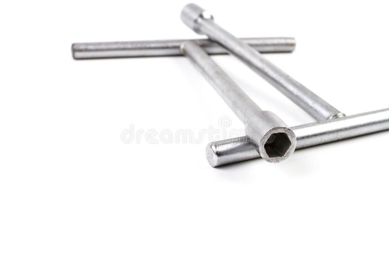 Double Short Gray T Wrench. Stock Photo - Image of chrome, background ...