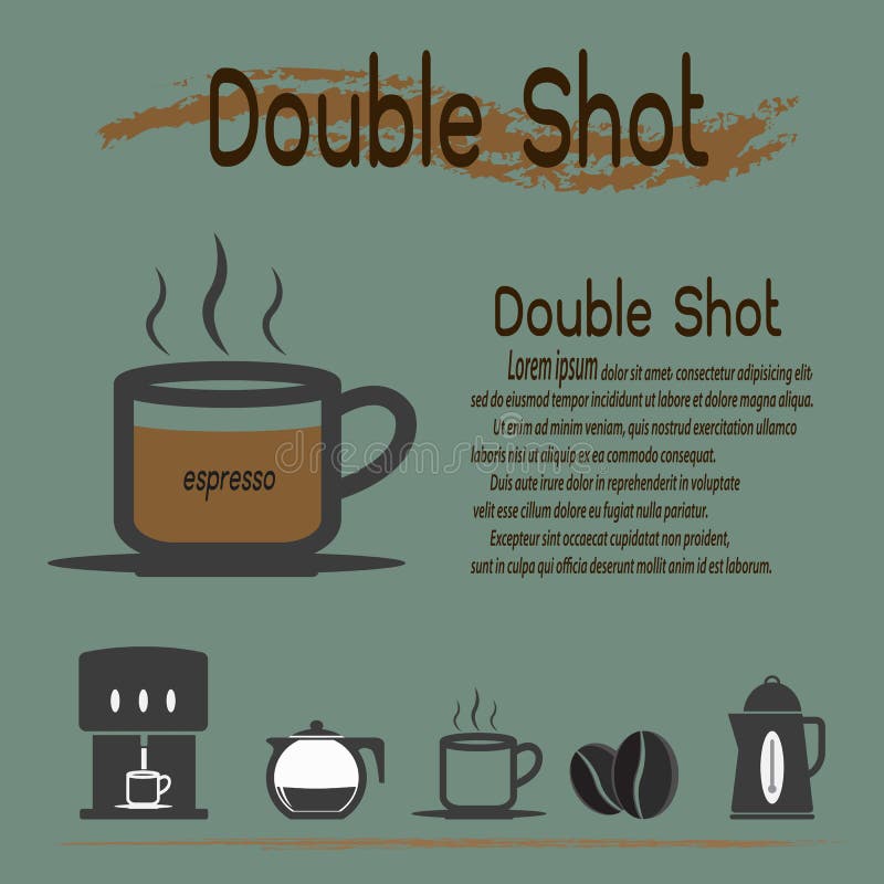 Double Shot Coffee stock vector. Illustration of dark - 89371790