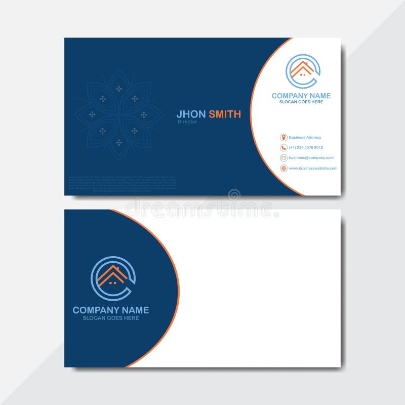 Double-sided Business Card Template. Flat Design Vector Illustration ...