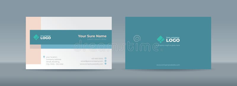 Double-sided Business Card Template with Random Green Tosca Rectangle ...