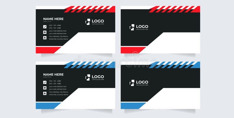 Double-sided Creative Business Card Design Template. Horizontal and ...