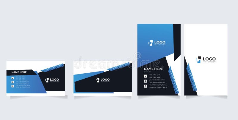 Double-sided Creative Business Card Template. Portrait and Landscape ...