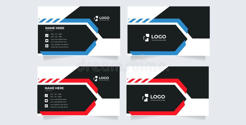 Double-sided Creative Business Card Template. Portrait and Landscape ...