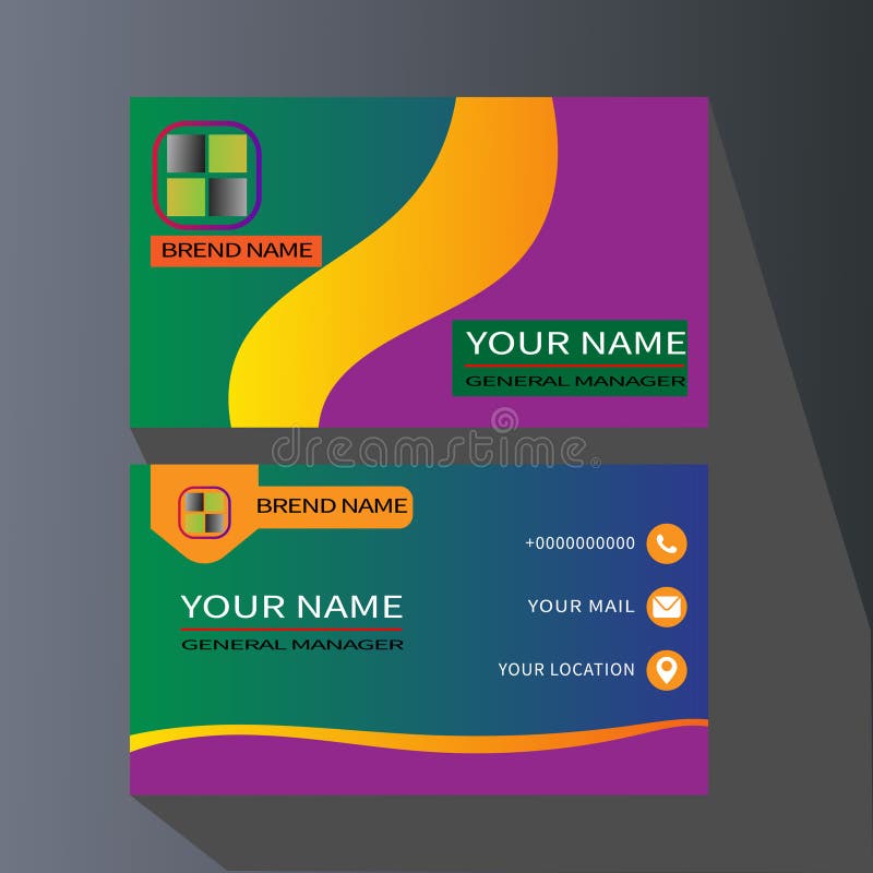 Double-sided Creative Business Card Template. Portrait and Landscape ...