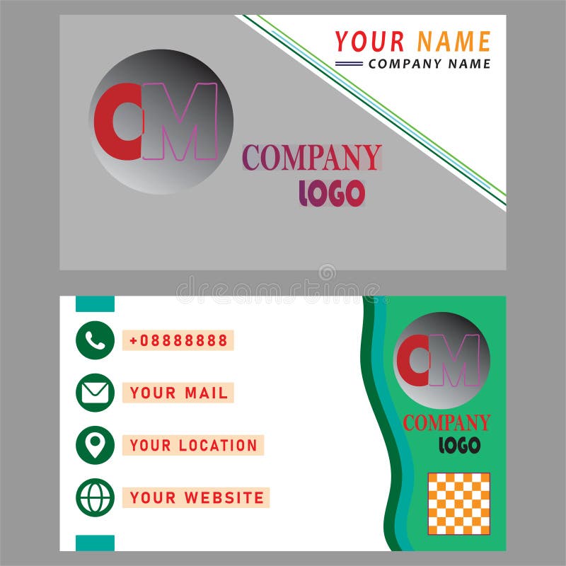 Double-sided Creative Business Card Template. Portrait and Landscape ...