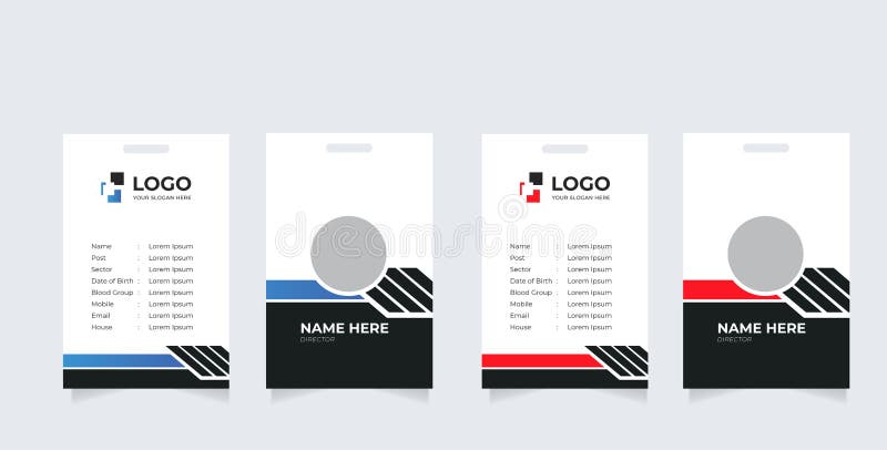 Double-sided Creative ID Card Design Template. Horizontal and Vertical ...