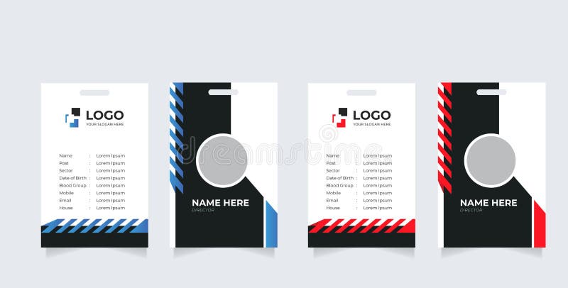 Double-sided Creative and Modern ID Card Template. Portrait and ...