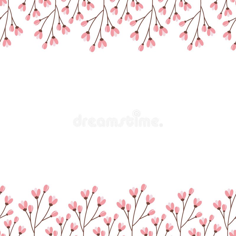 Double Sided Frame with Top and Bottom Border of Blossom Branches. Copy ...