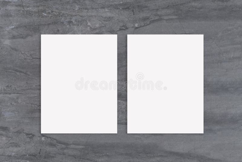 Double Sided Poster Mockup on Elegant Gray Marble Background with Copy ...