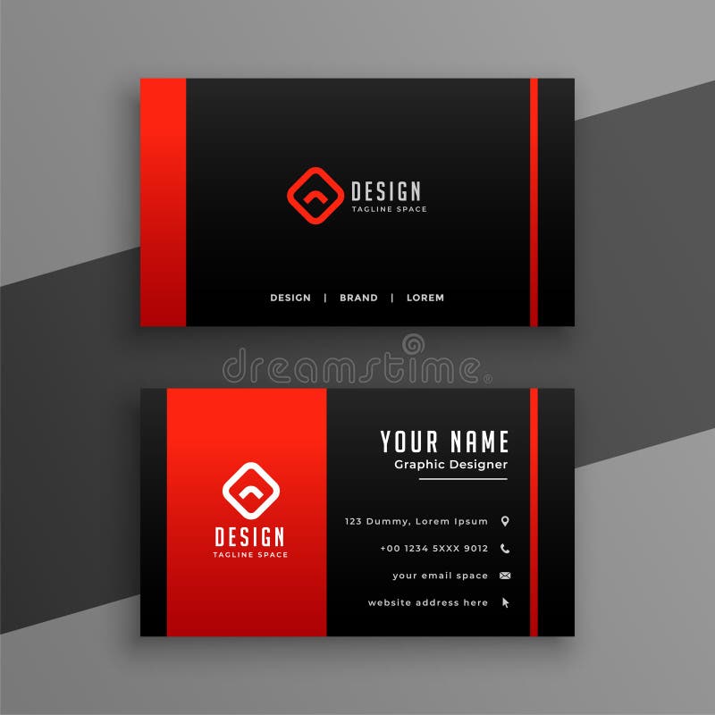 Double Sided Professional Visiting Card Template in Red and Black Color ...