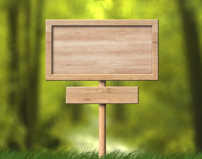Double Signboard with Wood Frame Single Pole and Forest Background ...