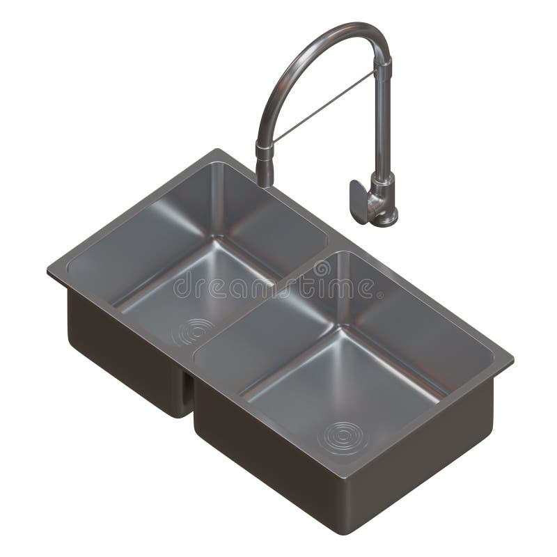 Double Sink Side View 3D Render Illustration Stock Illustration ...