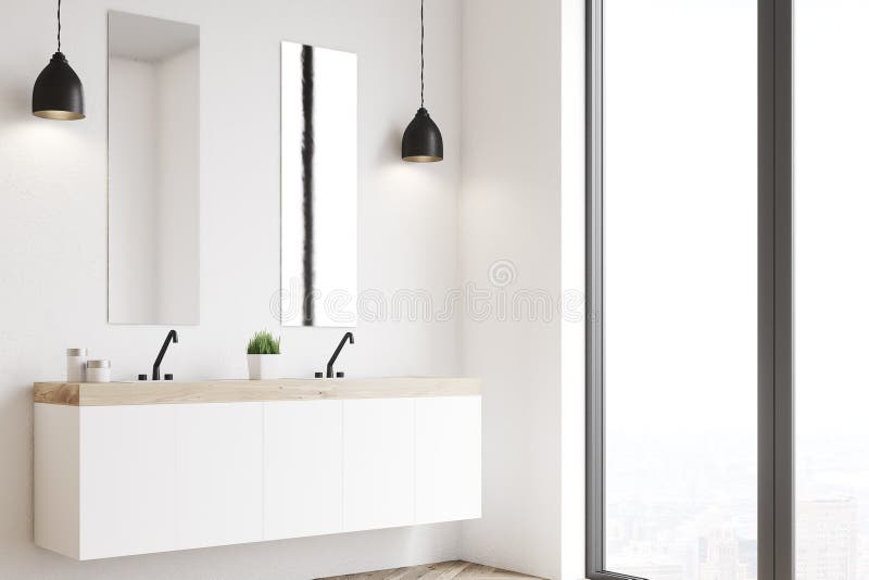 Double Sink, White Wall, Side View Stock Illustration - Illustration of ...