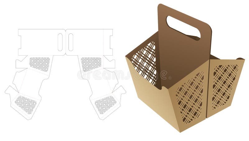 Double Snack Handle Container Box with Stenciled Striped Pattern Die ...