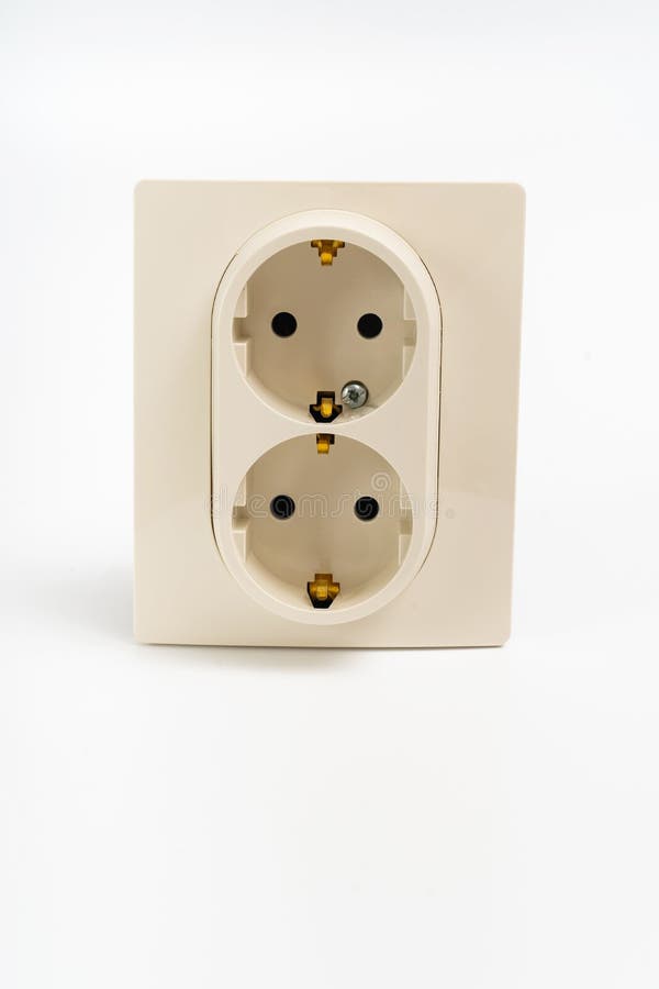 Double Socket Insulated on a White Background. Stock Image - Image of ...
