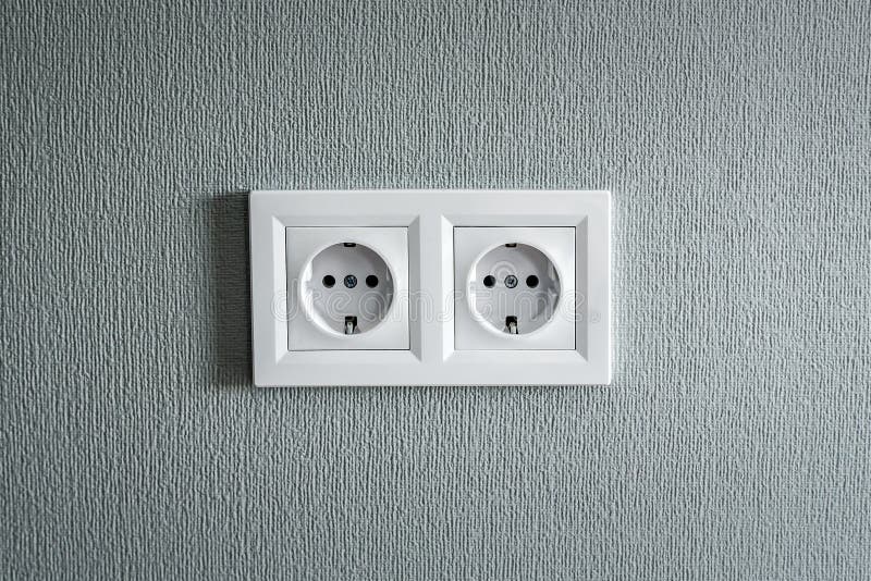 Double Socket on Wall - Electric Plug Stock Image - Image of efficiency ...
