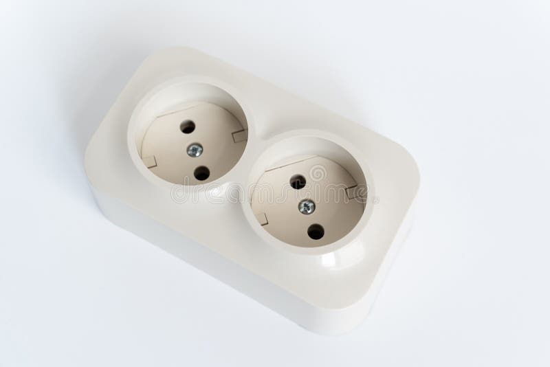 Double Socket on a White Background. Two Sockets, United by One ...