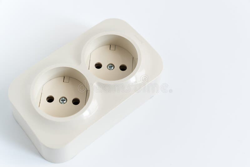 Double Socket on a White Background. Two Sockets, United by One ...